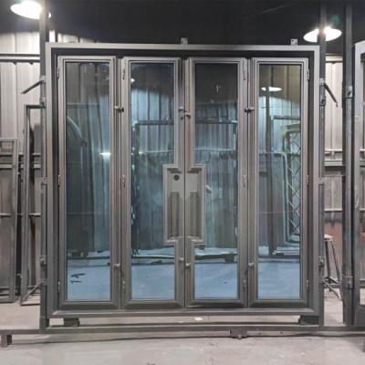 China Mesh Design Iron Door Customized Colors Anti Theft Wrought Iron Patio Doors for sale