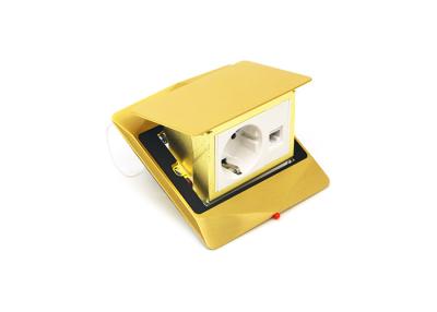 China Splash Proof Floor Mounted Power Outlet Golden Color With Internet Data CAT5 for sale