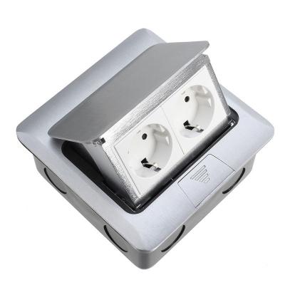 China Popular Silver EU Plug Pop Up Double Floor Socket / 2 Gang Power Socket for sale