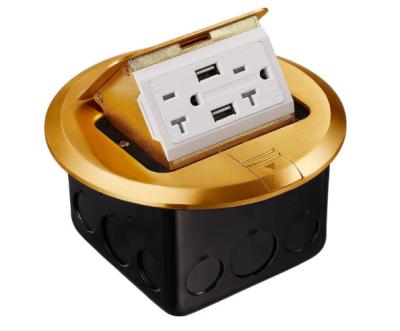 China 16A EU 2 Pin Floor Socket With USB Copper Fast Pop Up Waterproof for sale