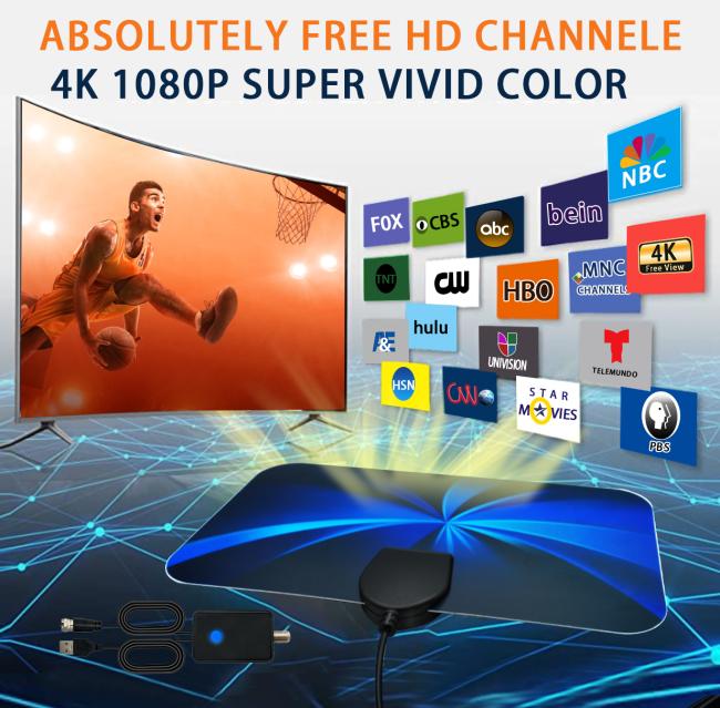 Hot Selling Telecom Antenna TV Digital 1080P 4K Free Channel Digital Indoor HD TV UHF VHF Movie TV Antenna