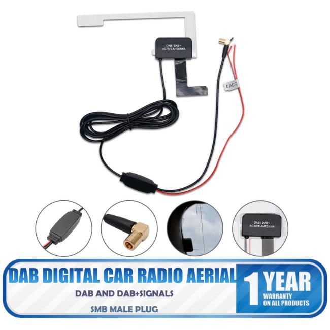 Universal 3M 12V SMB Connector Vehicle Active Antenna DAB Digital Car Radio Aerial with RF Amplifier Strong Stable Signal