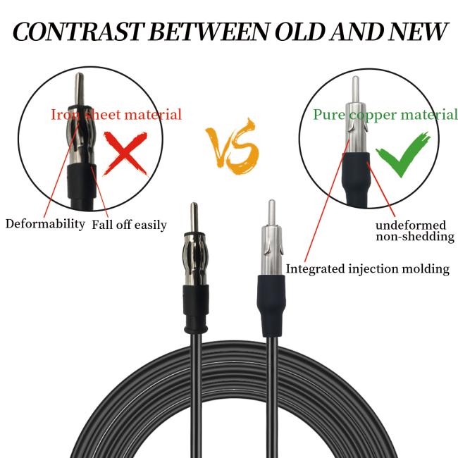 Universal 300CM Black Car Antenna Active AM FM Radio & Truck Stereo Antenna with Signal Booster for Better Reception