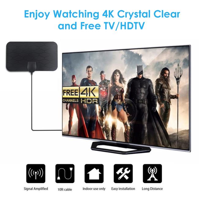 Amplified HD Digital TV Antenna with 150 Miles Range Signal Booster Support 4K 1080p HDTV