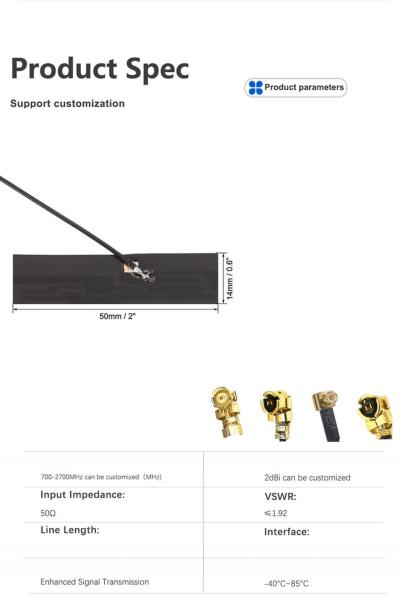 Quality 900-1800MHz 2dBi Factory Price Adhesive Tape FPC Antennafpc Antenna with Ufl for sale