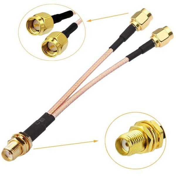 Quality SMA Female to 2 SMA Male RF Coax Crimp Adapter RG316 Extension FPV Antenna Cable for in -40- 85°C Temperature Range for sale