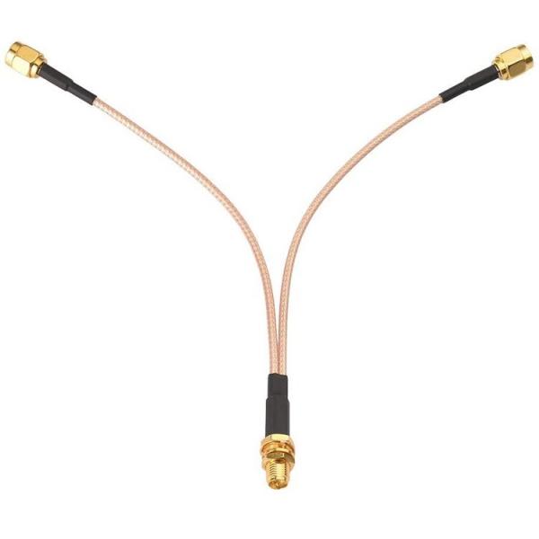 Quality SMA Female to 2 SMA Male RF Coax Crimp Adapter RG316 Extension FPV Antenna Cable for sale