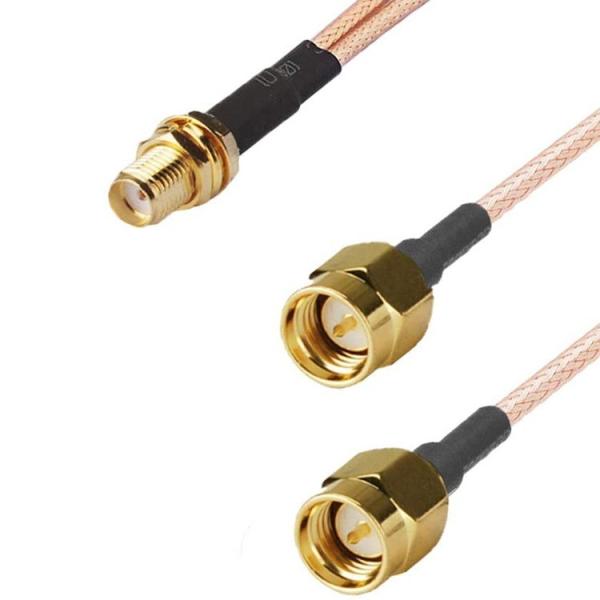 Quality SMA Female to 2 SMA Male RF Coax Crimp Adapter RG316 Extension FPV Antenna Cable for sale