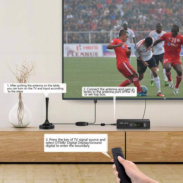 Quality Hot Mini HD Indoor Digital TV Antenna DTMB Suction Cup with 5m Cable ATSC DVB-T2 for sale
