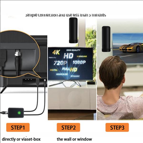 Quality Black High Gain Barrel Antenna for Digital HDTV Omni Signal Amplifier Waterproof for sale