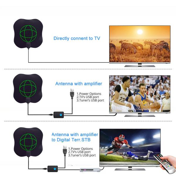 Quality High gain tv antenna with amplifier Uhf Vhf dvb t2 Hdtv digital indoor tv for sale