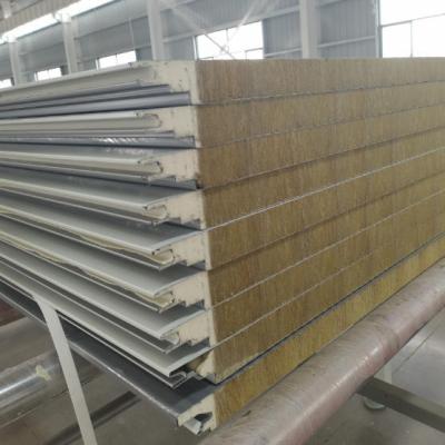 China Class A Fireproof Rock Wool Sandwich Panel Fire Rated Insulated Wall Panel for sale