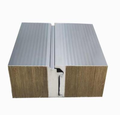 China PU Edge Metal Rock Wool Sandwich Panel With Modern Design Fire & Water Resistant 10-Year Warranty For Cold Rooms Warehouse Use for sale