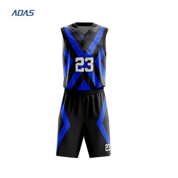 Quality Antibacterial Sublimation Blue Reversible Basketball Jerseys Breathable for sale