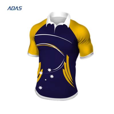 China Sublimation Printing casual Rugby Team Wear Shirts Tops For Men Custom 100% Polyester for sale