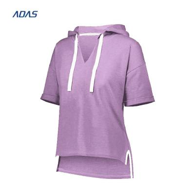 China Sublimation Workout Essential Knitted Womens Polyester Tshirt Hoodie Set With Slim Fit for sale