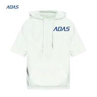 China Summer Polyester Sublimation Hoodies Drawstring Pullover Sweatshirt Short Sleeves White for sale