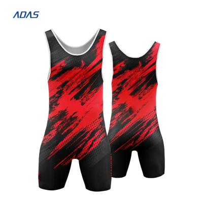 China Custom Design Powerlifting Singlet Mens Weight Lifting Uniform Seamless Stitching Wrestling Singlet Spandex Polyester Sublimated for sale