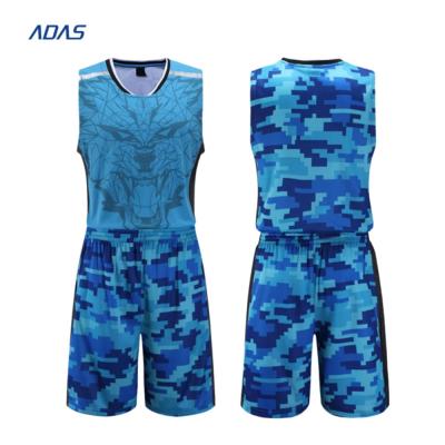 China Polyester Best Quality Basketball Uniform Sports High Quality Custom Made camo printing Basketball Uniform for Men OEM Serviced for sale