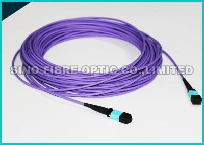 China Violet 100G MPO Fiber Optic Cable Multimode 24 OM3 Optic Trunk  LSZH Cable for sale