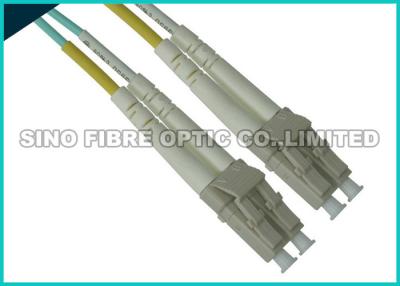 China Uniboot LC Fibre Patch Leads , 10G OM3 Duplex Aqua Fiber Patch Cable Multimode for sale