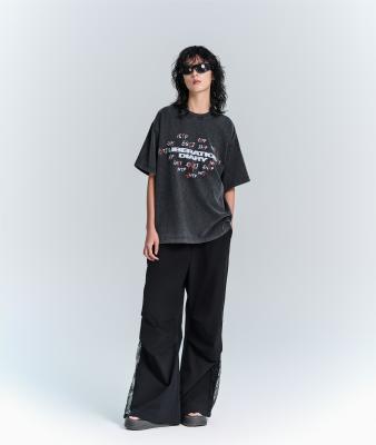 Cina 100% di cotone Uomini Donne T-shirt manica corta T-shirt DTG stampa a schermo Puff Acid lavato in vendita