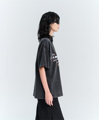 Cina 100% di cotone Uomini Donne T-shirt manica corta T-shirt DTG stampa a schermo Puff Acid lavato in vendita