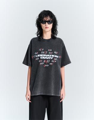 Cina 100% di cotone Uomini Donne T-shirt manica corta T-shirt DTG stampa a schermo Puff Acid lavato in vendita