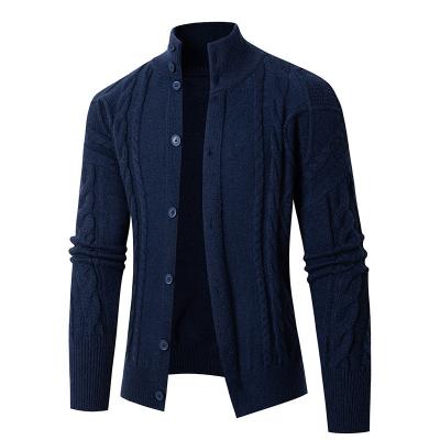 China 2024 Men's Stand Collar Cardigan Sweater Turtleneck Youth Fastener Decoration Sweater for sale