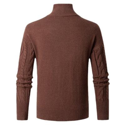 China 2024 Men's Stand Collar Cardigan Sweater Turtleneck Youth Fastener Decoration Sweater for sale