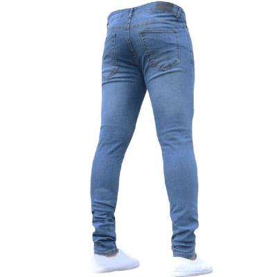 China Best WASHED Casual Jeans Zipper Fly Denim Jean Pant Light Blue Pencil Pants Gentlemen for sale