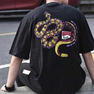 China Youth Popularity Collarless Rattlesnake Printed Skateboard T-Shirt for 18-24 Years Old for sale