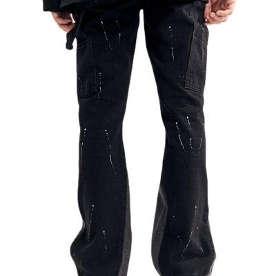 China High Street Straight Jeans für Männer mit gedrucktem Design und leichter Aufblendung in dunkler Wäsche zu verkaufen