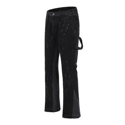 China High Street Straight Jeans für Männer mit gedrucktem Design und leichter Aufblendung in dunkler Wäsche zu verkaufen