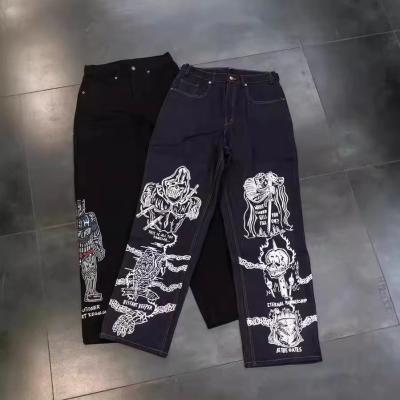 China Desenho RTS Custom Loose Denim Baggy Jeans para Homens e Mulheres Straight Fit Boyfriend Jeans à venda