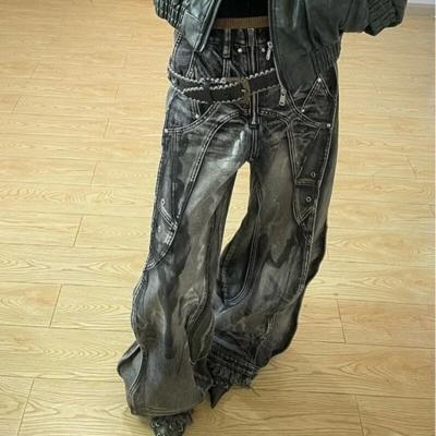 China Polyester/Cotton Washed Y2K Oversize Wave Design Tie Dye Cargo Pants for Men and Women for sale