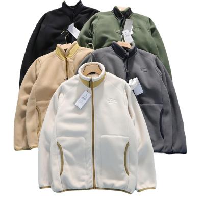 China Embroidered polar fleece Unisex thickened warm stand collar men's jacket coat knitted for sale
