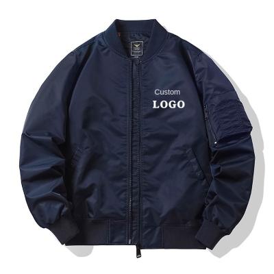 China Modieus Zipper Placket Mensen MA1 Flight Bomber Jacket met Custom Borduurwerk Te koop