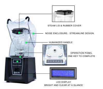 Cina Mixer elettrico per uso domestico a bassa voce da 220 V, mixer per bevande gelate e succhi da 1500 ml in vendita