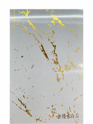 China Golden Thread Plain White Stone Gold Foil Marble Stainless Steel Decorative Sheet for sale