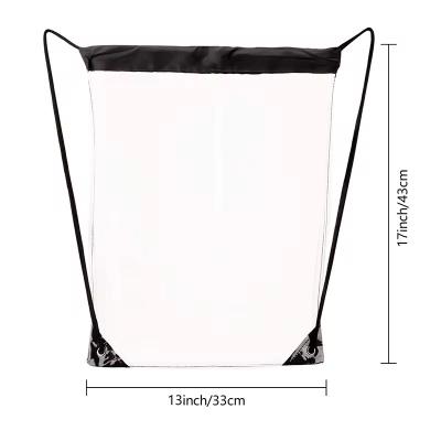 China Marketing Waterproof PVC Clear Backpack Drawstring Pouch Bag with Custom Printed Design for sale