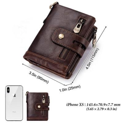 China Cowhide Mini Genuine Leather Wallets with RFID Blocking and Luxury Gents Customization for sale