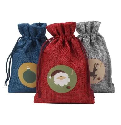 China Weihnachtsgeschenktaschen, angepasste Farb-Jute-Taschen für Geschenke und Party-Güter zu verkaufen