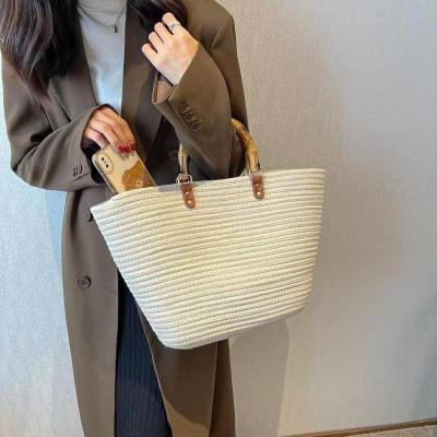 Cina Donna elegante Borsa di paglia da spiaggia tessuta Borsa casual fatta a mano Borsa a spalla di rotino in vendita