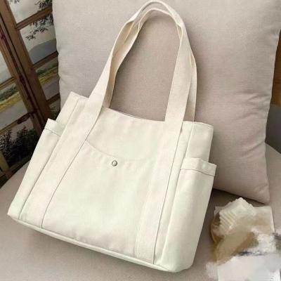 China Plain Reusable Colores Large Cotton Canvas Tote Bag With Zipper for Travel and Outgoing for sale