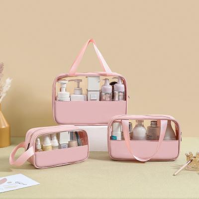 China Solid Pattern Type Transparent PU Makeup Brush Beauty Skin Care Pouch for Custom Logo for sale