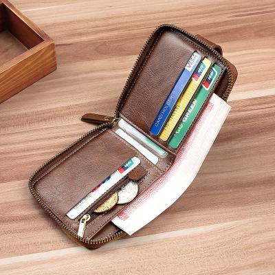 Cina Portafoglio in pelle bifold corto per uomini e donne Portafoglio di monete di design Portafoglio tascabile anteriore Portafoglio in vendita