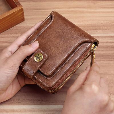 Cina Portafoglio in pelle bifold corto per uomini e donne Portafoglio di monete di design Portafoglio tascabile anteriore Portafoglio in vendita