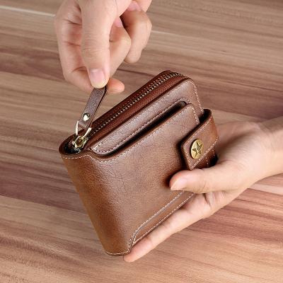 Cina Portafoglio in pelle bifold corto per uomini e donne Portafoglio di monete di design Portafoglio tascabile anteriore Portafoglio in vendita