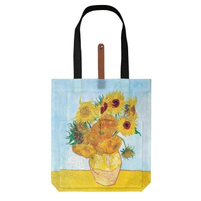 China Painting Reusable Shopping Shoulder Bag Ultra Slim Foldable Canvas Beach Bag for Women for sale